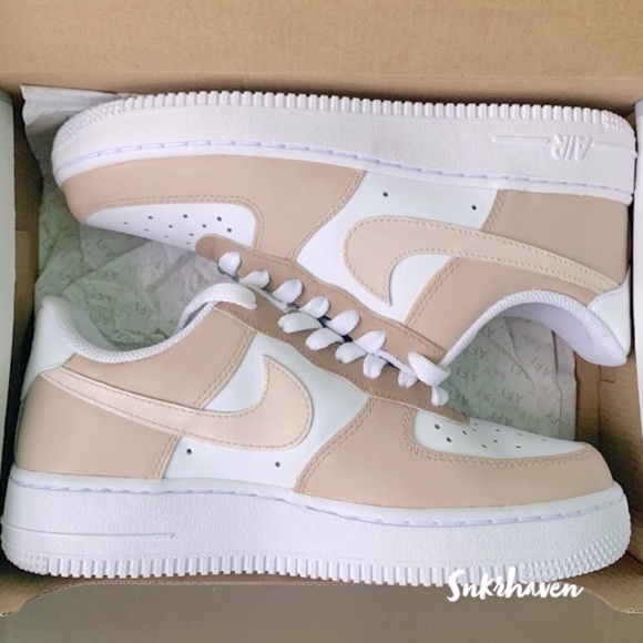 Nike | Shoes | Nike Tan Air Force S Custom | Poshmark